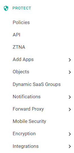 Sections in Forcepoint Data Security Cloud | SSE